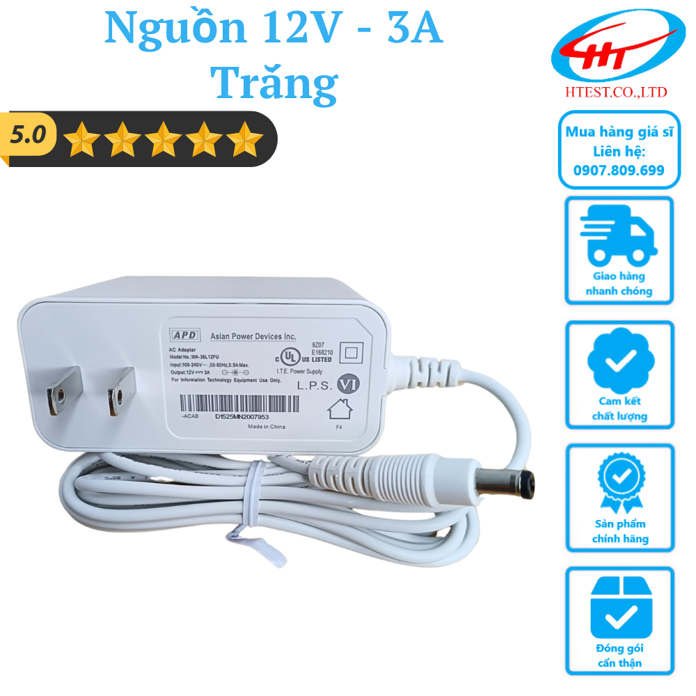 Adapter | Nguồn 12V – 3A màu trắng – Hoàng Thịnh