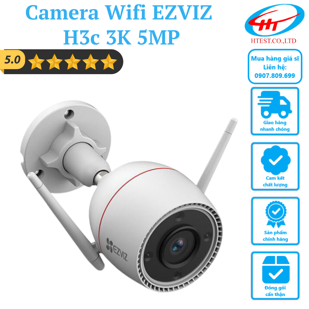 Camera Wifi ngoài trời EZVIZ H3c 3K 5MP – Ban đêm có màu + Đàm thoại 2 ...